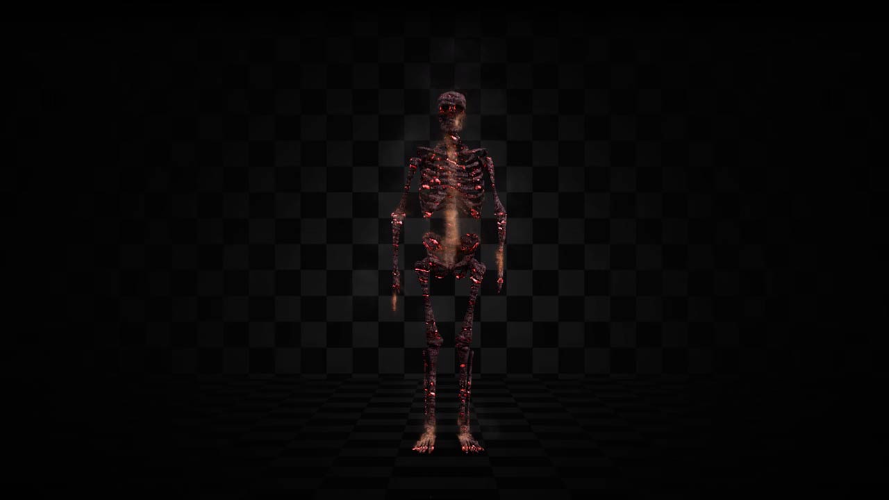 Burning Skeleton falling 01 VFX